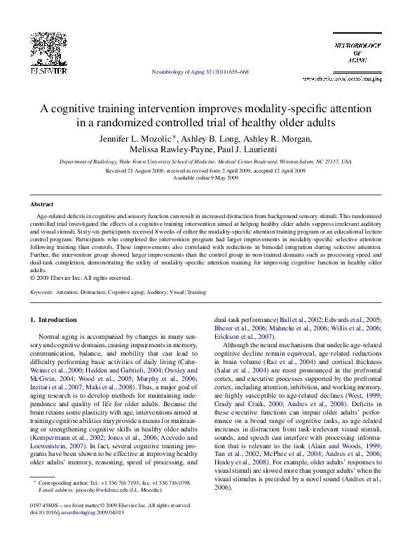 (PDF) A cognitive training intervention improves modality-specific attention in a randomized ...