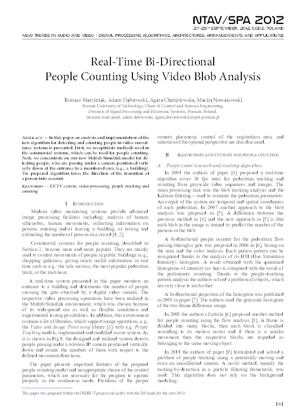 (PDF) Real-Time Bi-Directional People Counting Using Video Blob Analysis