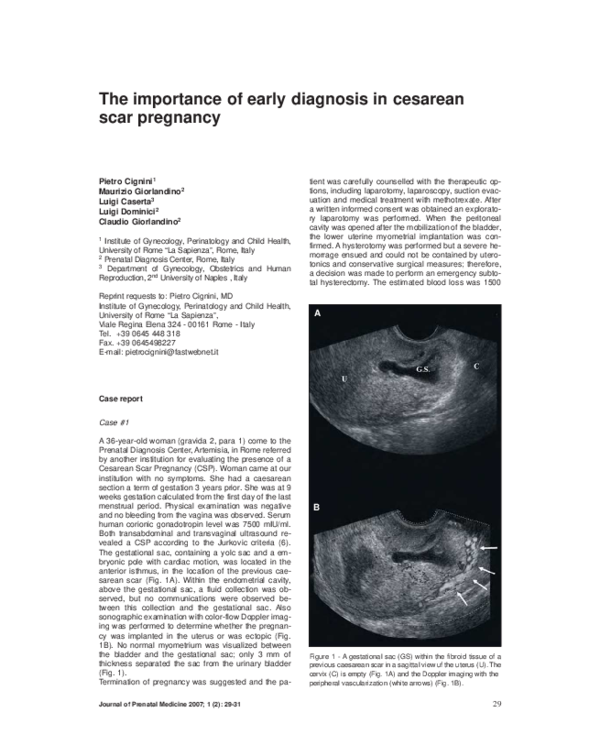Pdf The Importance Of Early Diagnosis In Cesarean Scar Pregnancy