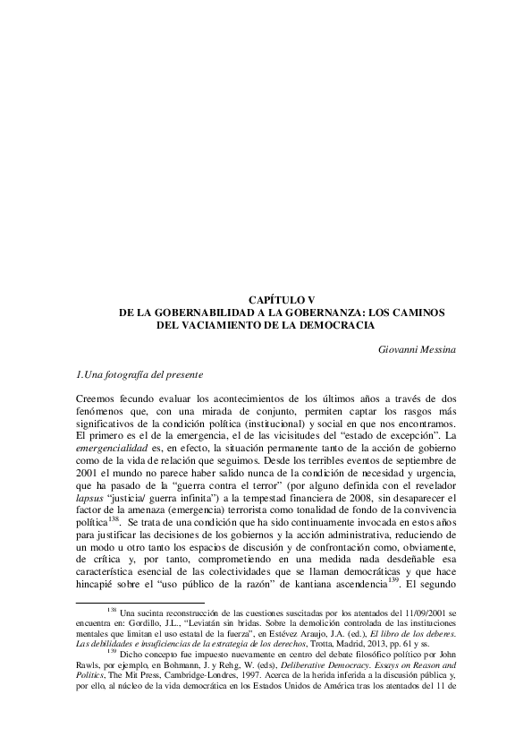 (PDF) DE LA GOBERNABILIDAD A LA GOBERNANZA: LOS CAMINOS DEL VACIAMIENTO ...