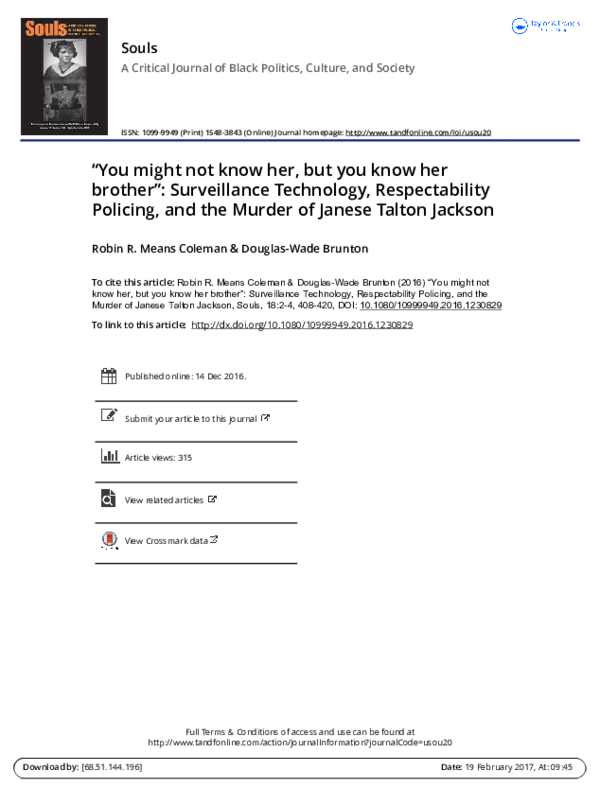 (PDF) Souls A Critical Journal of Black Politics, Culture, and Society ...