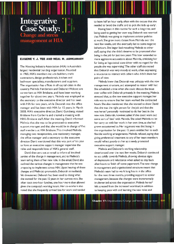 (PDF) Integrative case study: Change and stress management at HIA