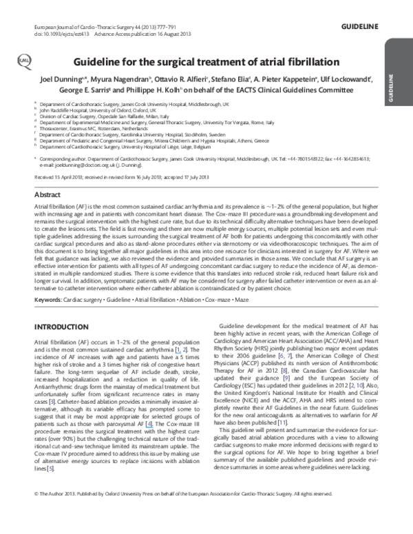 (PDF) Guideline for the surgical treatment of atrial fibrillation