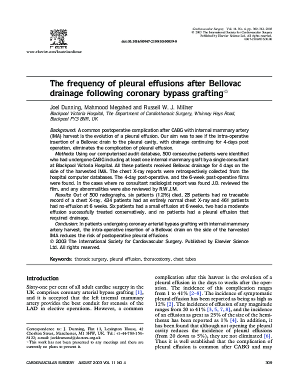 (PDF) Impact of Bellovac Drain on Pleural Effusions