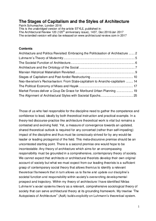 (PDF) The Stages of Capitalism and the Styles of Architecture