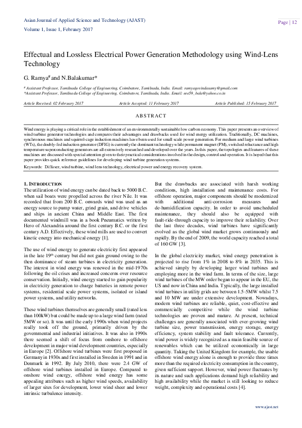 (PDF) Effectual and Lossless Electrical Power Generation Methodology ...
