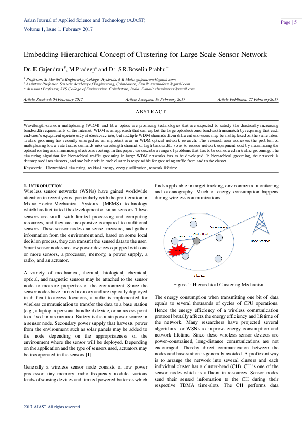 Pdf Embedding Hierarchical Concept Of Clustering For Large Scale Sensor Network
