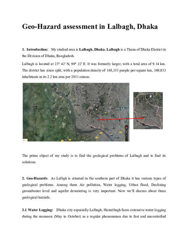 (PDF) Geo-Hazard assessment in Lalbagh, Dhaka