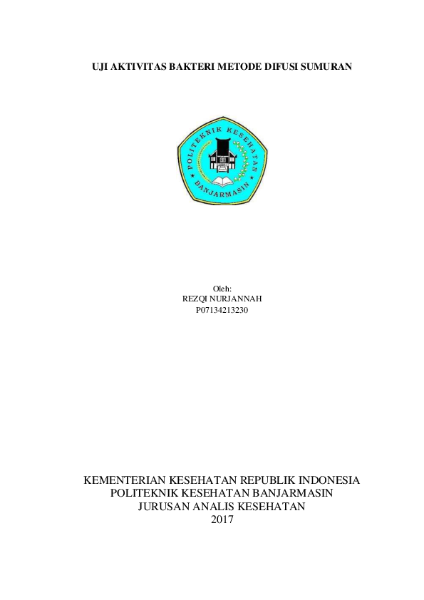 (PDF) UJI AKTIVITAS BAKTERI METODE DIFUSI SUMURAN