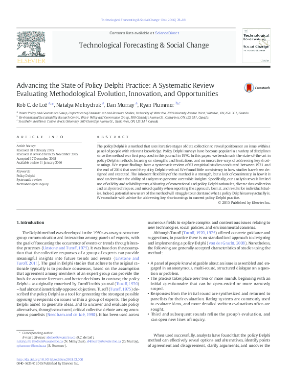 (PDF) Advancing the State of Policy Delphi Practice: A Systematic ...