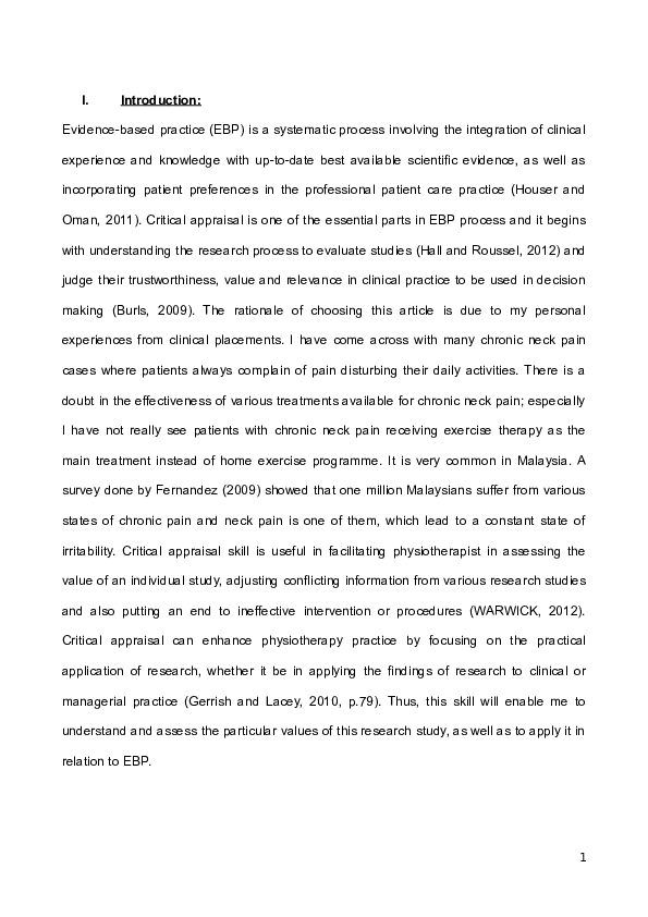 (DOC) . MODEL critical appraisal assignment (2)