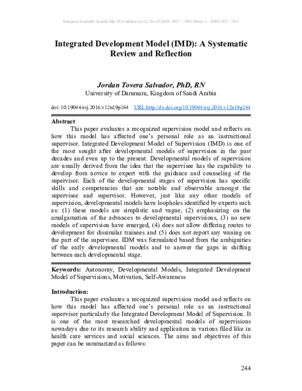 (PDF) Integrated Development Model (IMD): A Systematic Review and ...