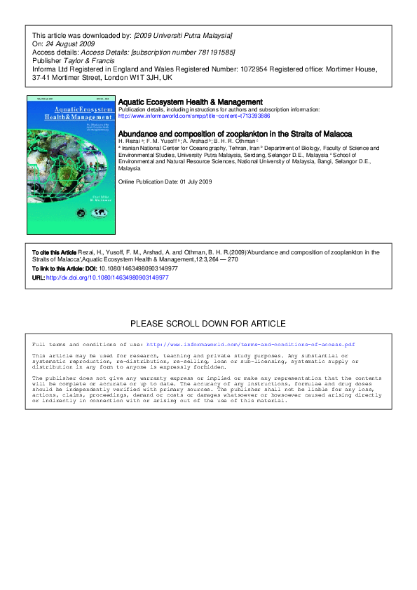 (PDF) PLEASE SCROLL DOWN FOR ARTICLE Abundance and composition of ...