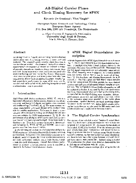 (PDF) All-Digital Carrier Phase and Clock Timing Recovery for 8PSK