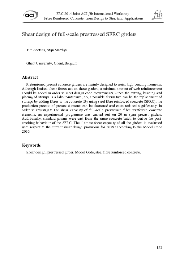 (PDF) Shear design of full-scale prestressed SFRC girders