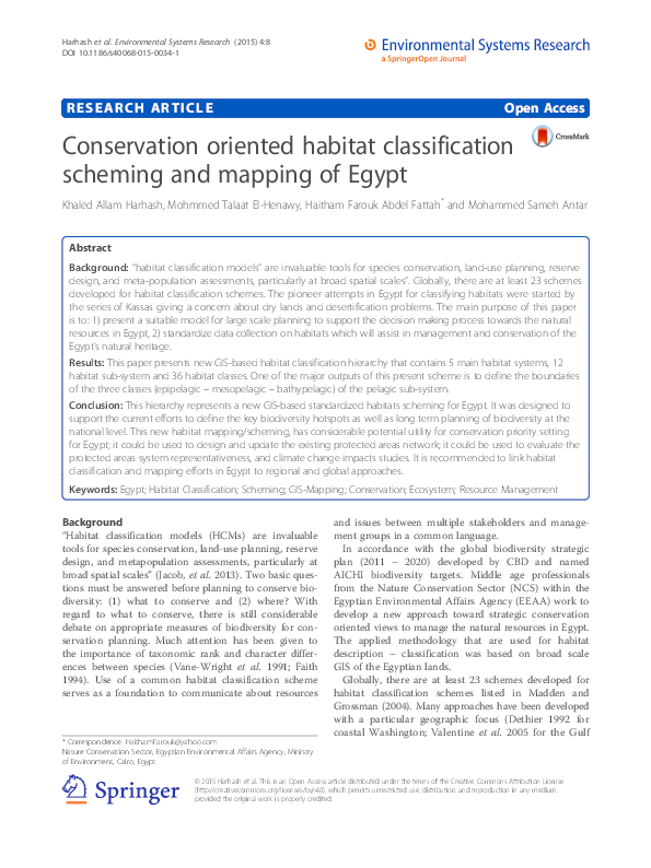 (PDF) Conservation oriented habitat classification scheming and mapping of Egypt