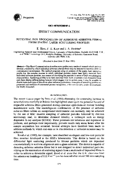 (PDF) Potential for recognition of airborne asbestos fibres from ...