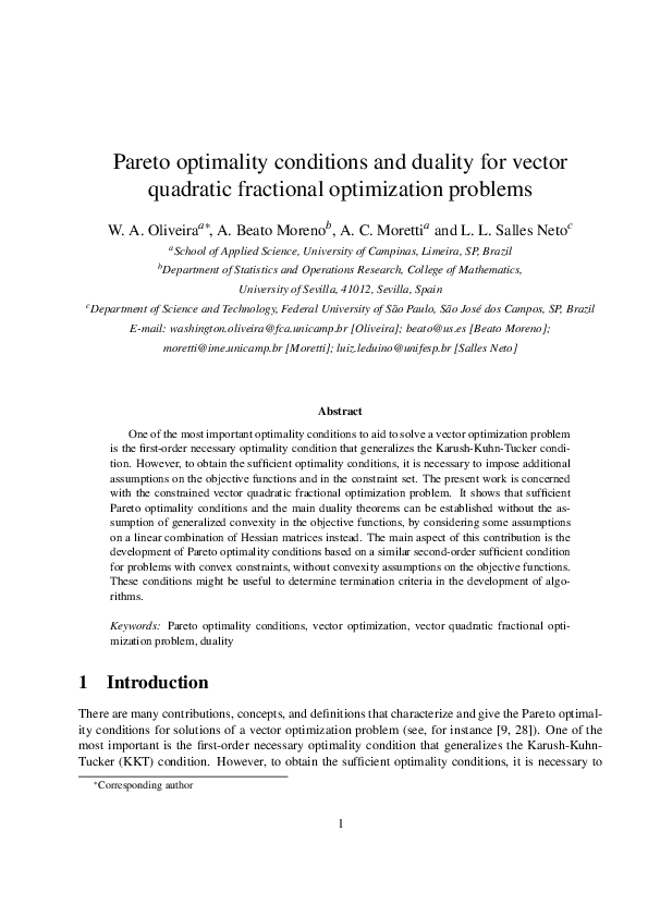 first order condition optimization