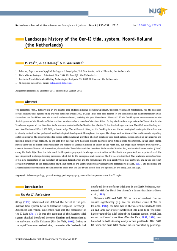 (PDF) 2015. With P.C. Vos and R.A. van Eerden: Landscape history of the ...