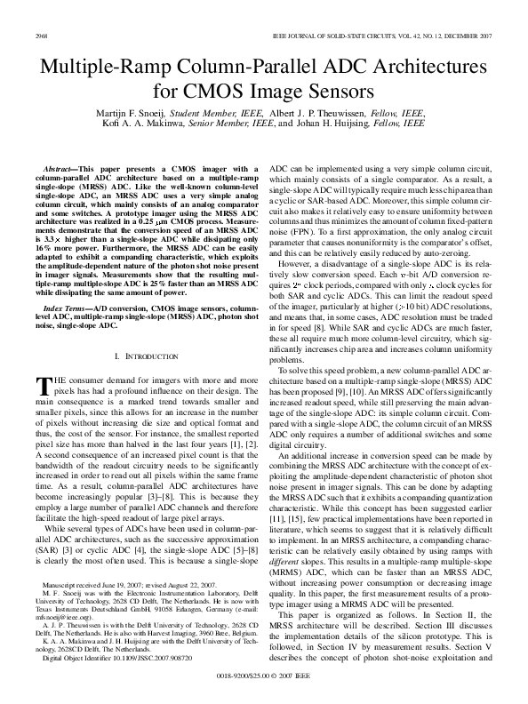 Pdf Multiple Ramp Column Parallel Adc Architectures For Cmos Image