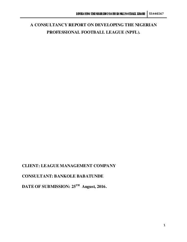 (PDF) A CONSULTANCY REPORT ON DEVELOPING THE NIGERIAN PROFESSIONAL ...