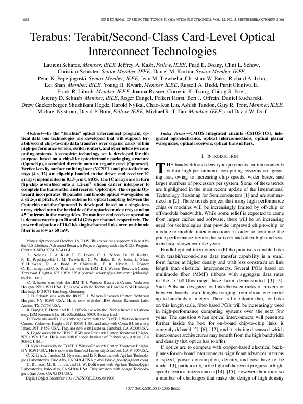 (PDF) Terabus: Terabit/Second-Class Card-Level Optical Interconnect ...