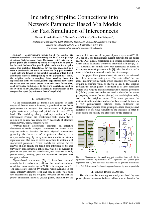 (PDF) Including Stripline Connections into Network Parameter Based Via Models for Fast ...