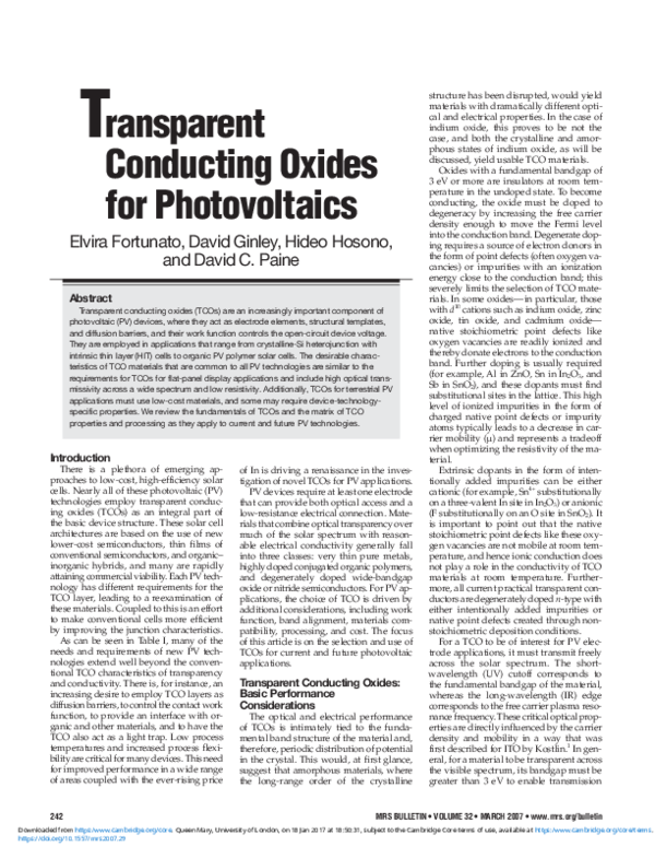 (PDF) Investigation of stability issues of TCO barrier layers for CIGS ...