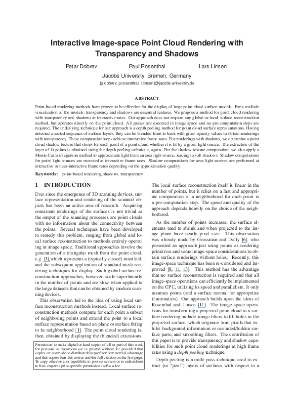 (PDF) Interactive image-space point cloud rendering with transparency ...