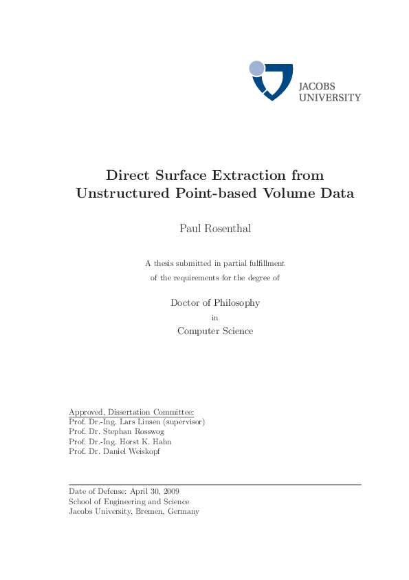 (PDF) Direct Surface Extraction from Unstructured Point-based Volume Data