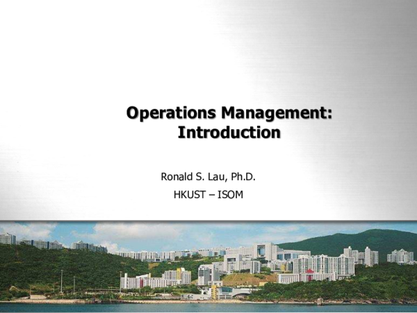 (PDF) Operations Management: Introduction