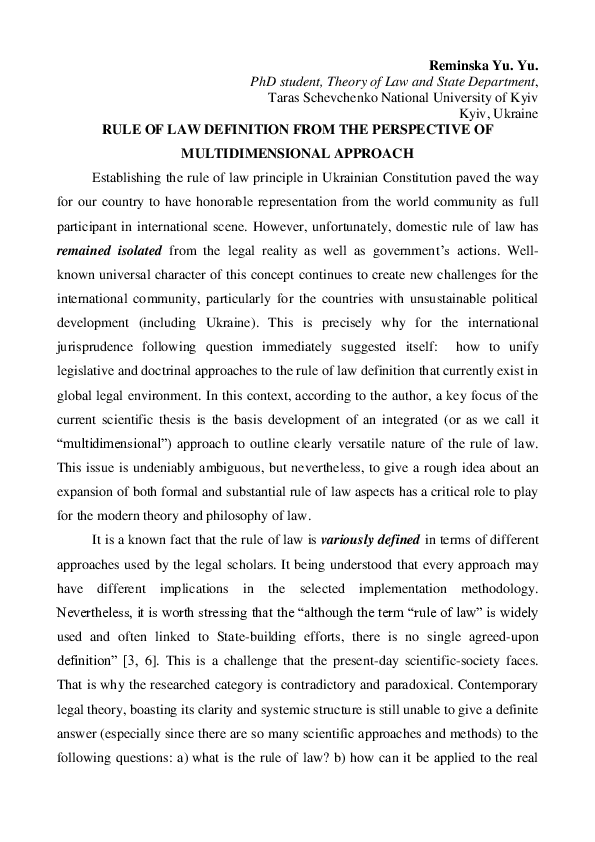 (PDF) Rule of Law definition from the perspective of multidimensional ...