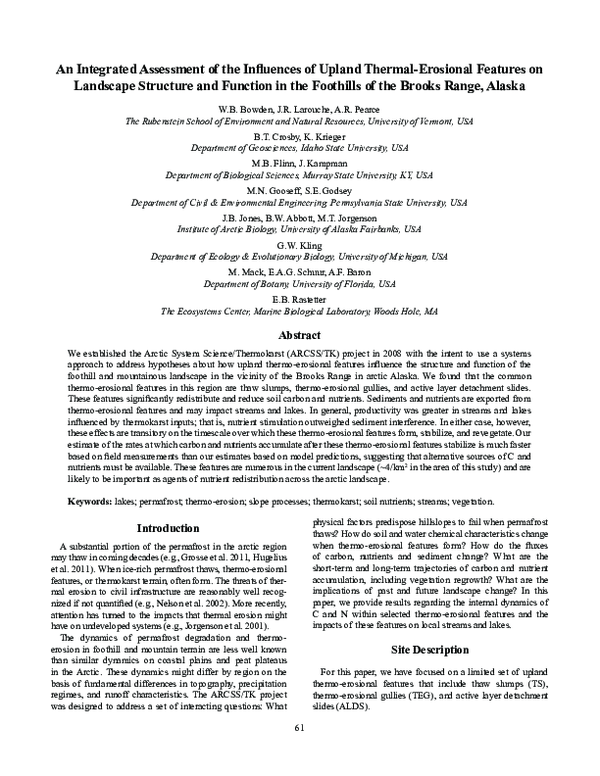(PDF) An integrated assessment of the influences of upland thermal ...