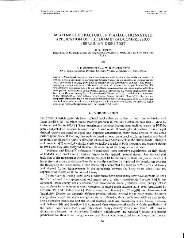 (PDF) Mixed-mode fracture in biaxial stress state: Application of the diametral-compression ...