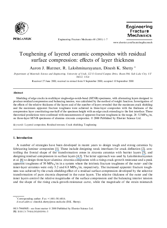 (PDF) Toughening of layered ceramic composites with residual surface ...