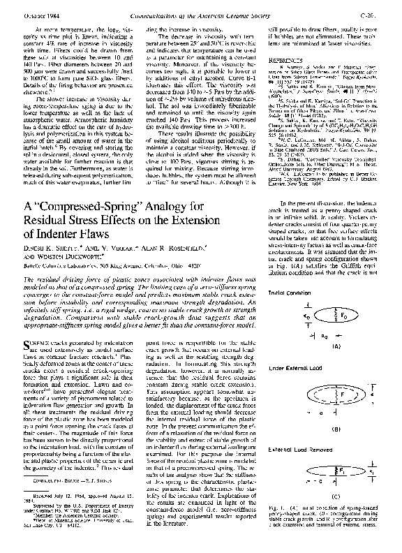 (PDF) A "Compressed-Spring" Analogy for Residual Stress Effects on the ...