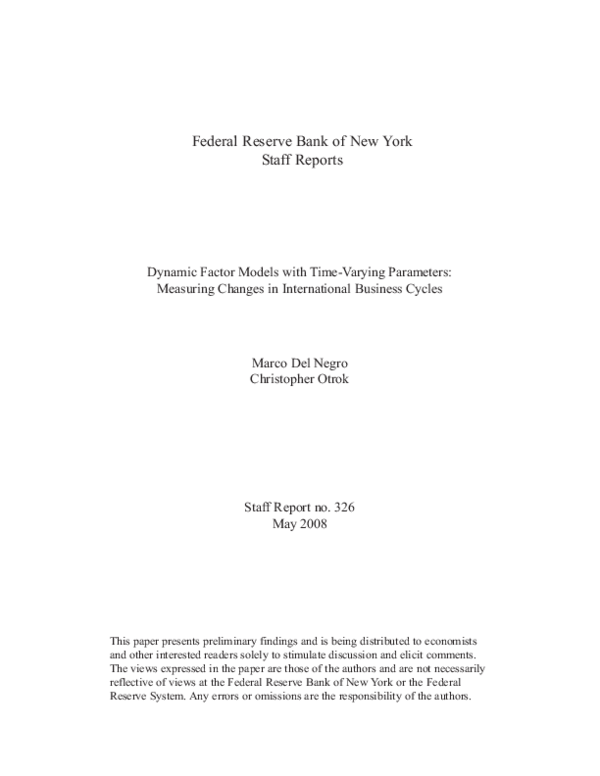 (PDF) Dynamic Factor Models with Time-Varying Parameters