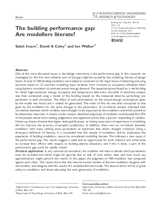 (PDF) The building performance gap: Are modellers literate?