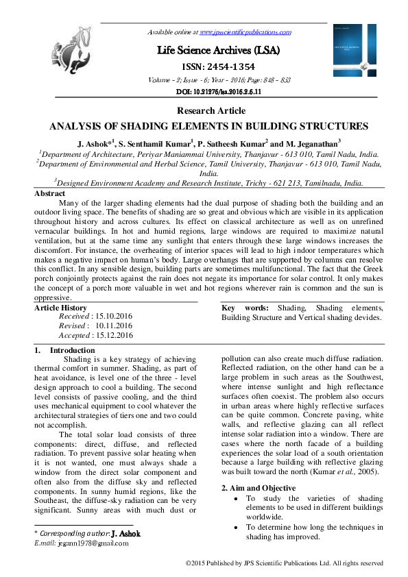 (PDF) ANALYSIS OF SHADING ELEMENTS IN BUILDING STRUCTURES