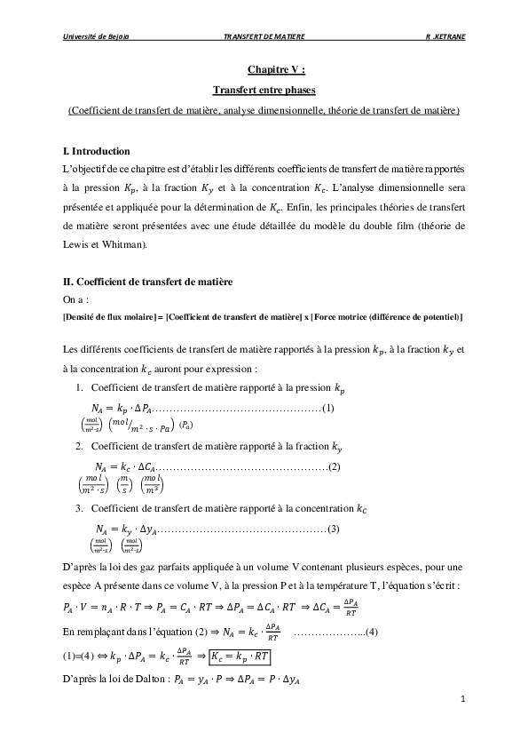 Analyse dimensionnelle de K