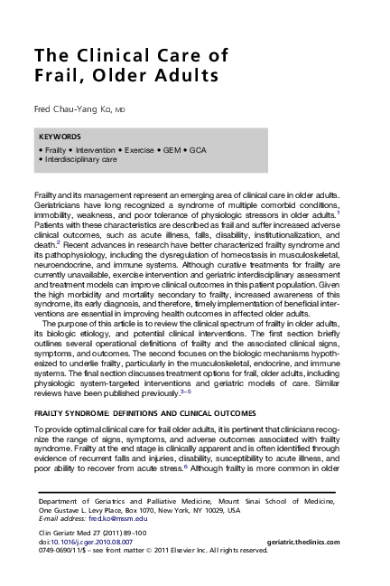 (PDF) The Clinical Care of Frail, Older Adults