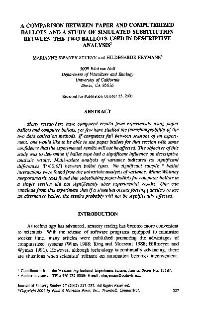 (PDF) A Comparison Between Paper and Computerized Ballots and a Study ...