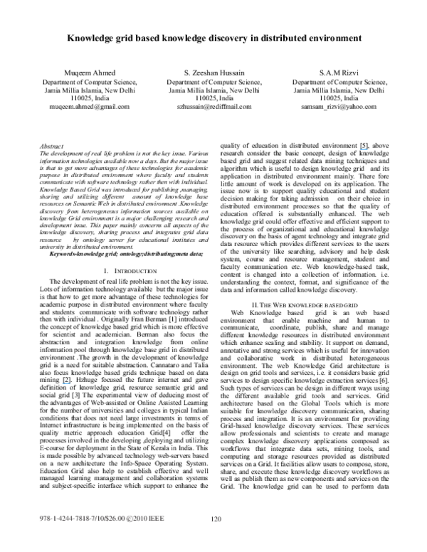 (PDF) Knowledge grid based knowledge discovery in distributed environment