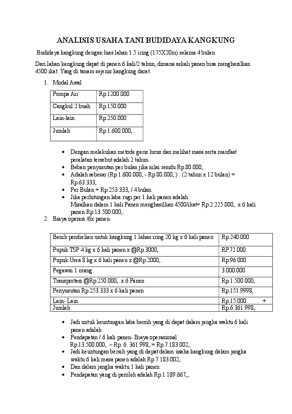 (DOC) ANALISIS USAHA TANI BUDIDAYA KANGKUNG
