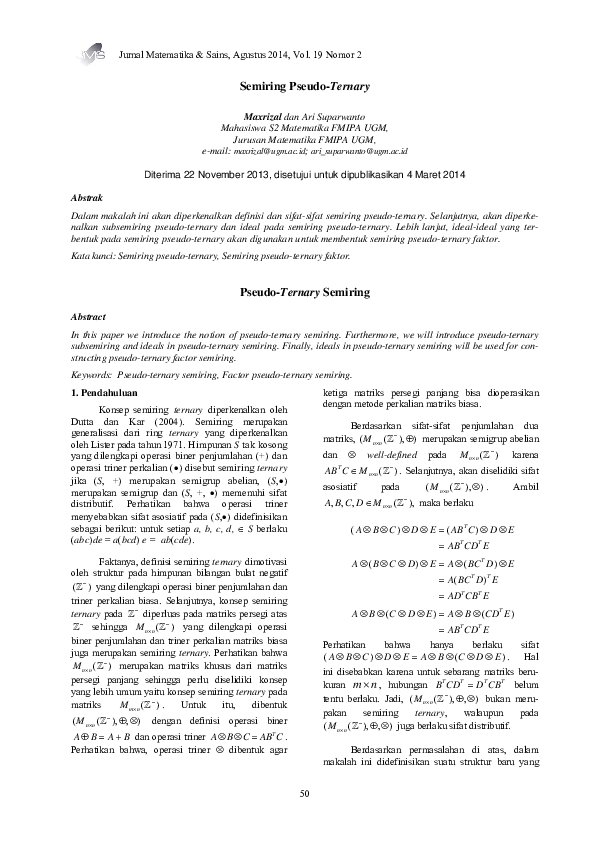 (PDF) Semiring Pseudo-Ternary
