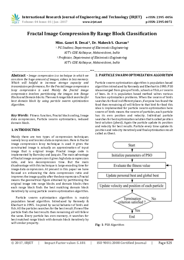Pdf Irjet Fractal Image Compression By Range Block Classification