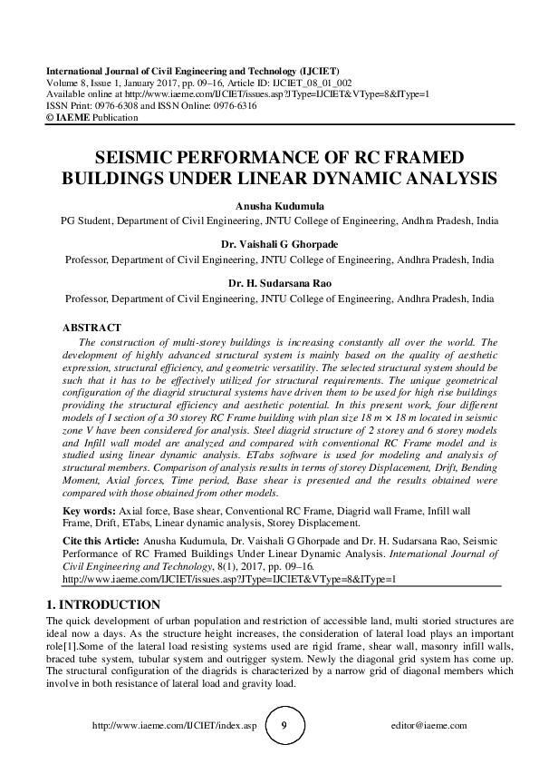 (PDF) SEISMIC PERFORMANCE OF RC FRAMED BUILDINGS UNDER LINEAR DYNAMIC ANALYSIS