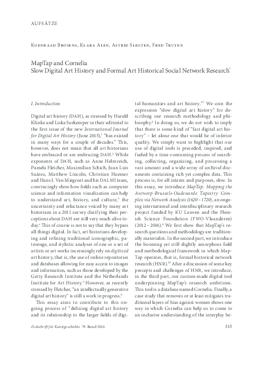 (PDF) MapTap and Cornelia. Slow Digital Art History and Formal Art ...