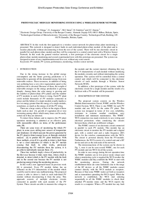 (PDF) PHOTOVOLTAIC MODULES MONITORING SYSTEM USING A WIRELESS SENSOR NETWORK