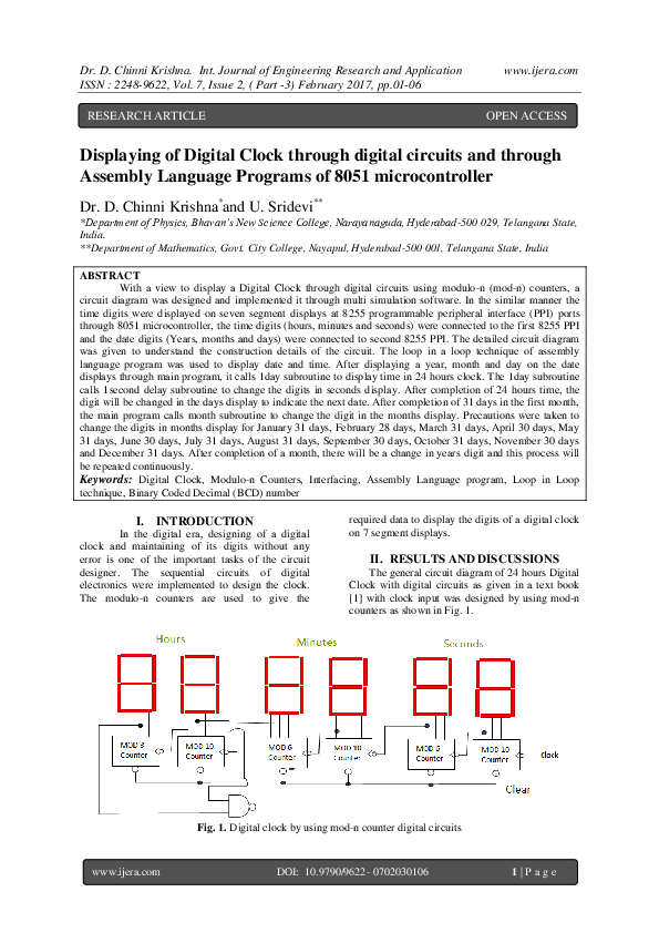 Pdf Displaying Of Digital Clock Through Digital Circuits And Through